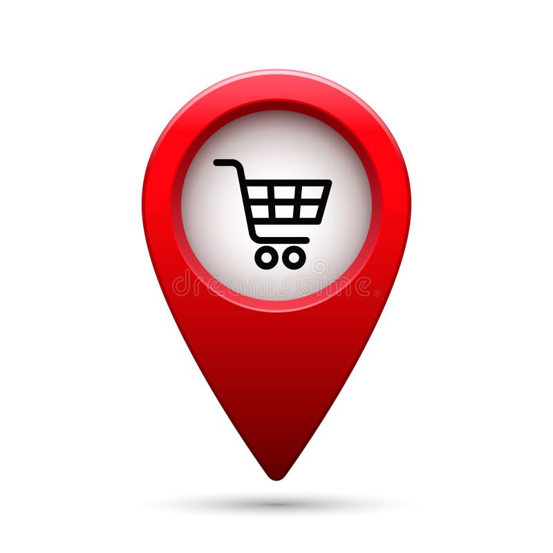 Map Pointer with Shopping Cart Icon. Vector Isolated Illustration Stock ...