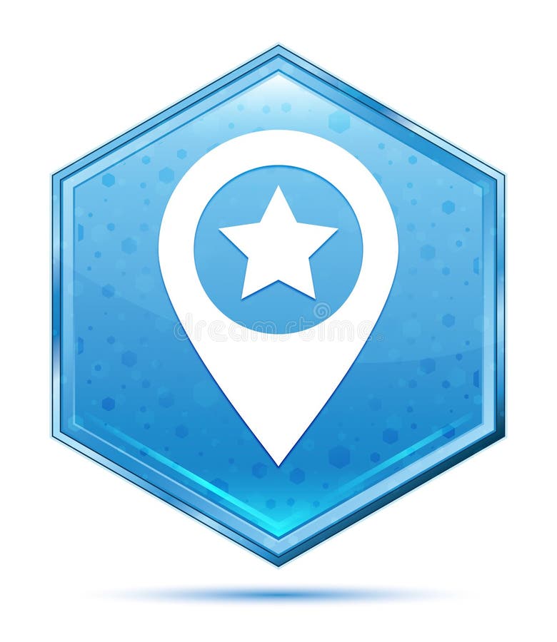 Map Pointer Star Icon Crystal Blue Hexagon Button Stock Illustration ...