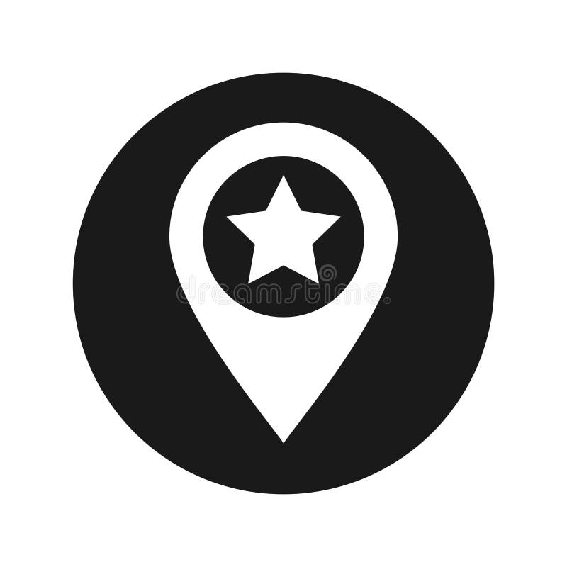 Map Pointer Star Icon Flat Black Round Button Vector Illustration Stock ...