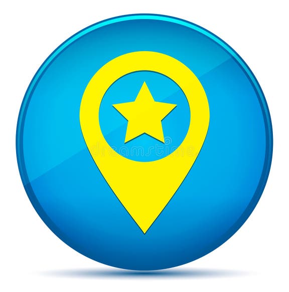 Map Pointer Star Icon Modern Flat Cyan Blue Round Button Stock ...