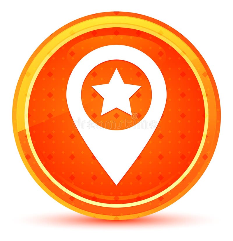 Map Pointer Star Icon Natural Orange Round Button Stock Illustration ...