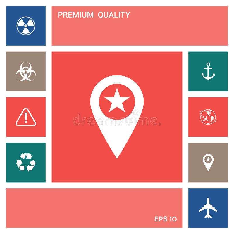 Map Pointer with Star . Elements for Your Design Stock Vector - Illustration of exploration ...