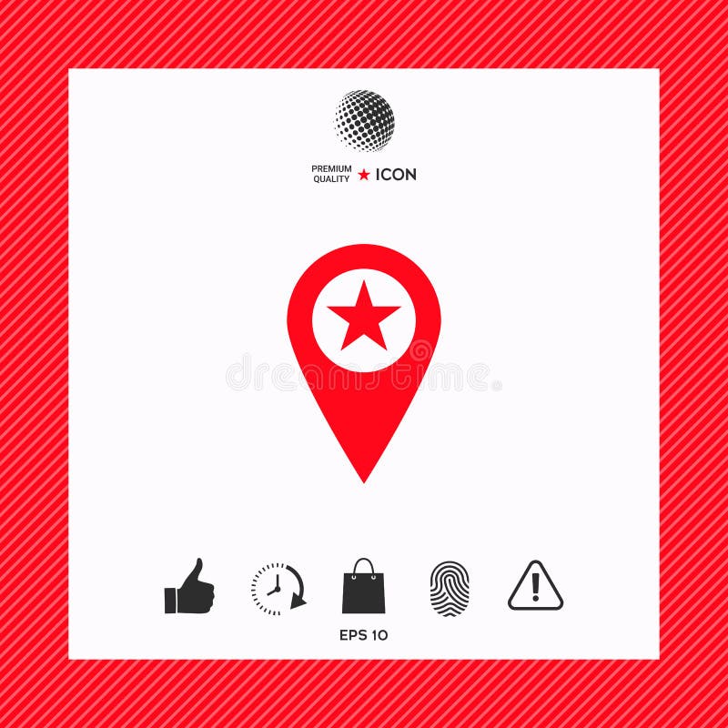 Map pointer with star stock vector. Illustration of objects - 118013836