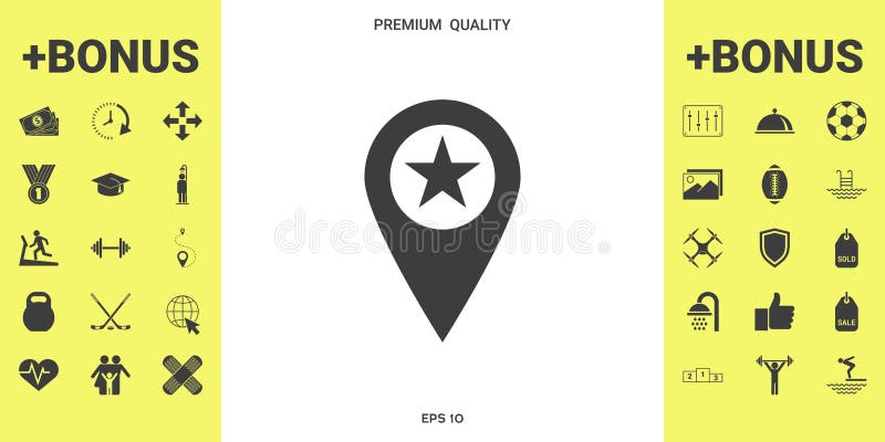 Map pointer with star stock vector. Illustration of label - 123762959