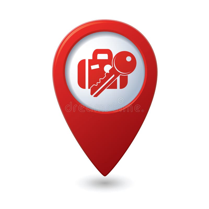Map Pointer with Suitcase and Key Icon Stock Vector - Illustration of ...