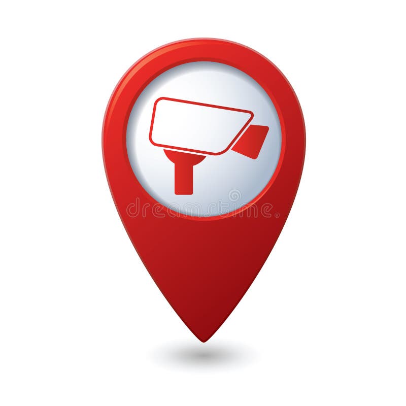 Map Pointer with Surveillance Camera Icon Stock Vector - Illustration ...