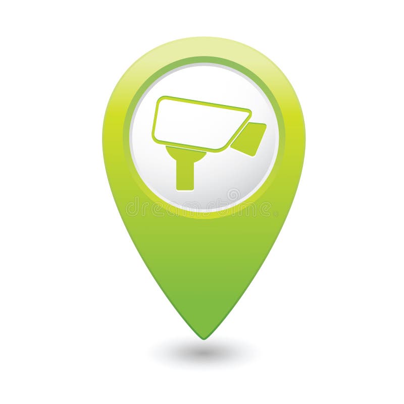 Map Pointer with Surveillance Camera Icon Stock Vector - Illustration ...