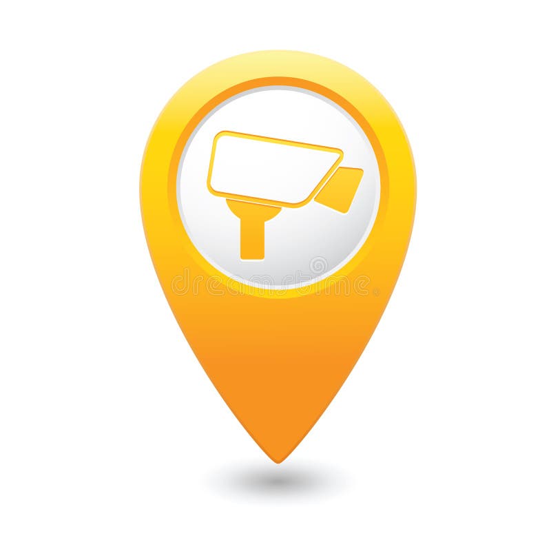 Map Pointer with Surveillance Camera Icon Stock Vector - Illustration ...