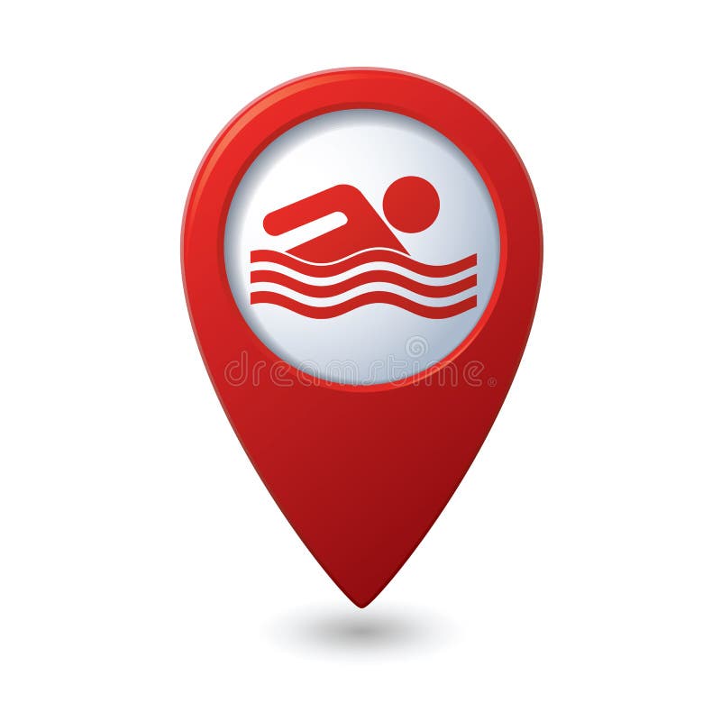 Map Pointer with Swimmer Icon Stock Vector - Illustration of marker ...