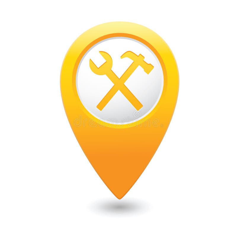 Map Pointer with Tools Icon Stock Vector - Illustration of build, icon ...
