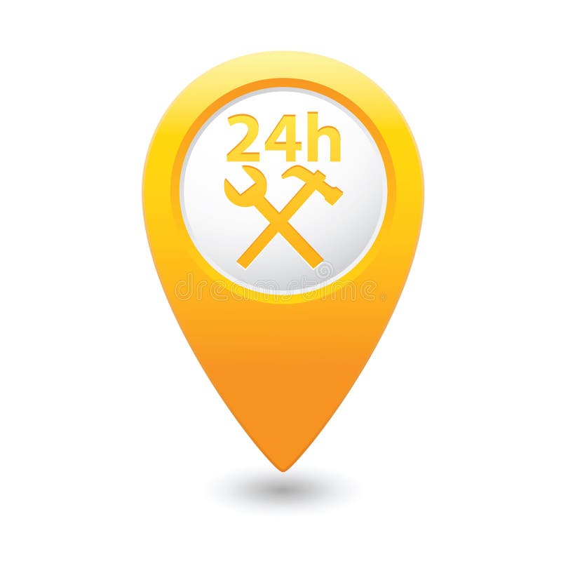 Map Pointer with Tools Icon Stock Vector - Illustration of industry ...