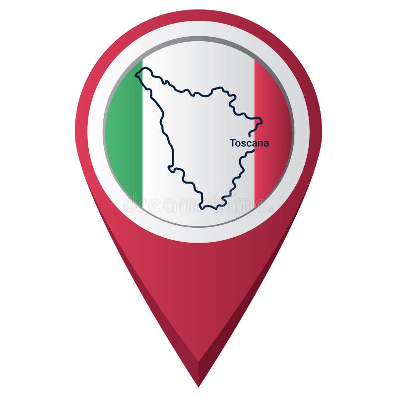 Map Pointer with Toscana Map. Vector Illustration Decorative Design ...