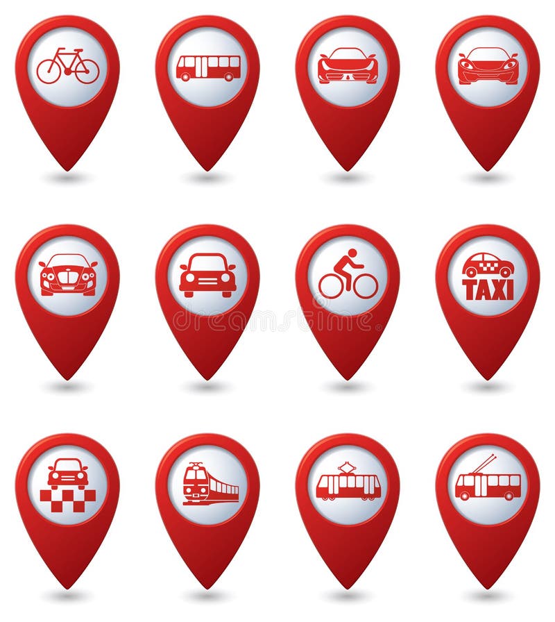 Map Pointer with Transportation Icon Stock Vector - Illustration of ...