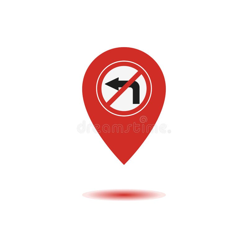 Map Pointer, Turning To the Left is Prohibited Stock Vector ...