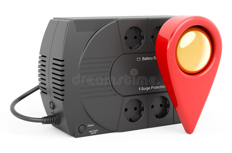 Uninterruptible Power Supply, UPS with Electric Plugs. 3D Render Stock ...