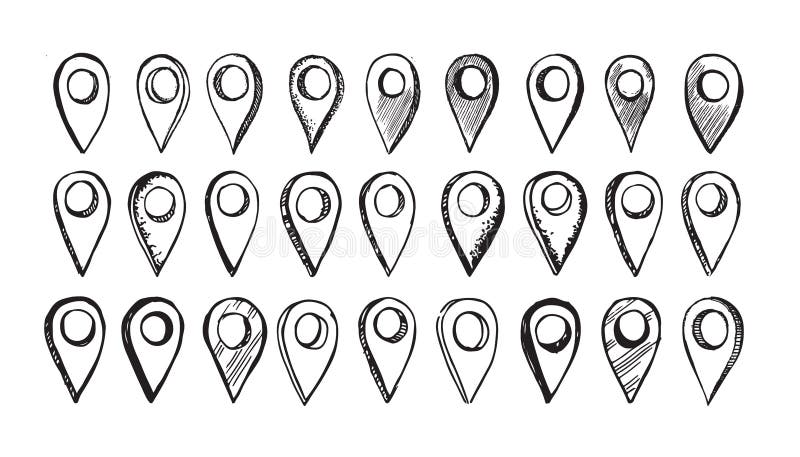 Map Pointer Vector Hand Drawn Illustration Stock Vector - Illustration ...