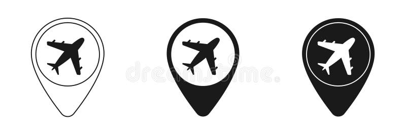 Map Pointer Vector Illustration with Airplane Icon. Icon Set Stock ...