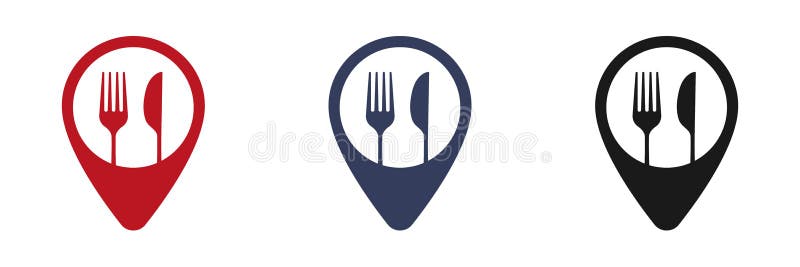 Map Pointer Vector Illustration with Restaurant Icon. Set of Icons ...