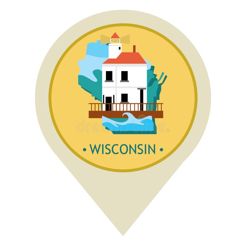 Map Pointer with Wisconsin State. Vector Illustration Decorative Design ...