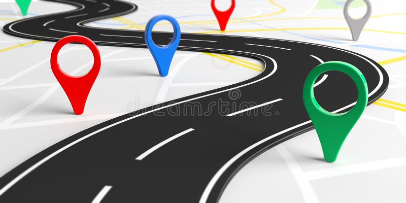 Map Pointers Location. 3d Illustration Stock Illustration ...