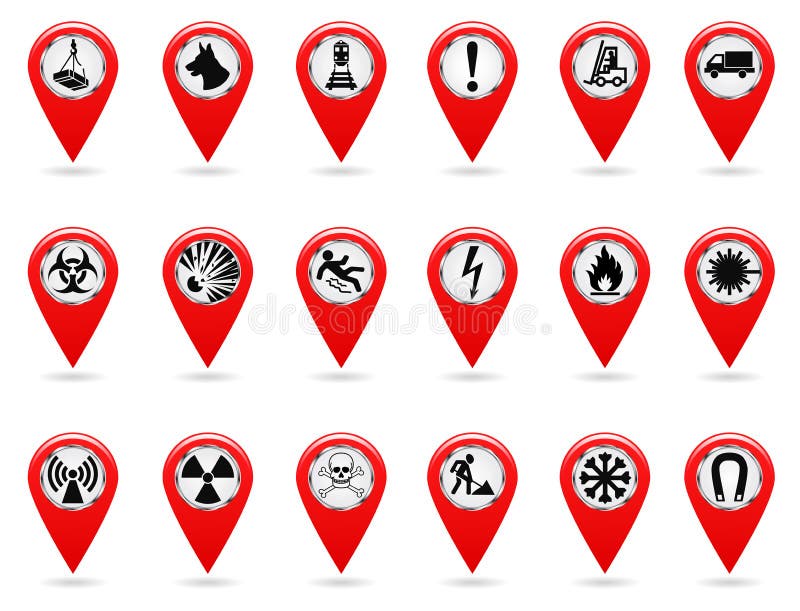 Map Pointers. Set of Safety Symbols. Location and Specify the ...