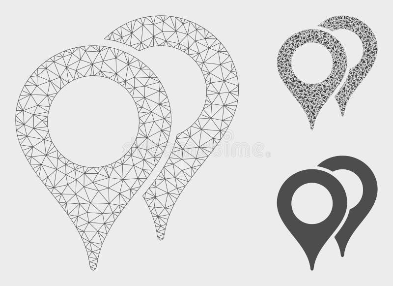 Map Pointers Vector Mesh Carcass Model and Triangle Mosaic Icon Stock ... Map Pointers Vector Mesh Carcass Model and Triangle Mosaic Icon Stock ...