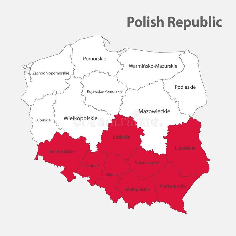 Poland Map, Administrative Division with Names, Old Paper Background ...