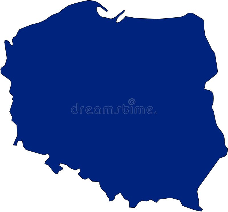 Map of Poland in blue stock illustration. Illustration of culture ...