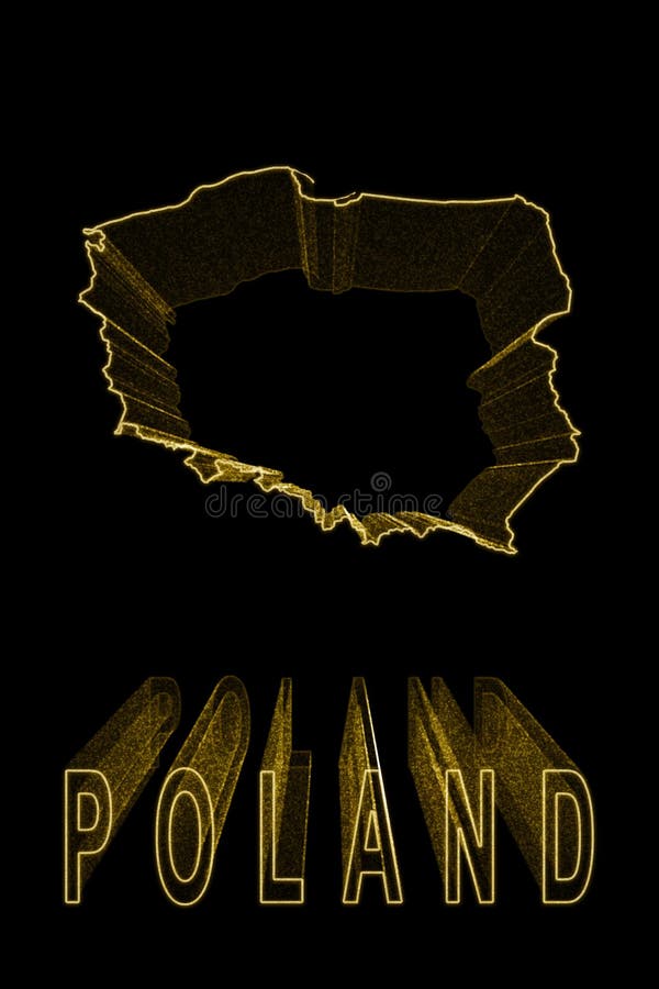 Map of Poland, Gold Map on Black Background Stock Illustration ...