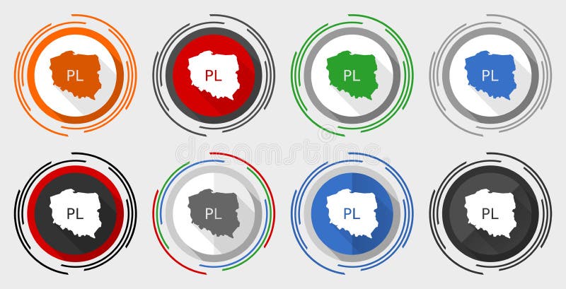 Map of Poland Modern Design Flat Graphic in 8 Options for Webdesign and ...