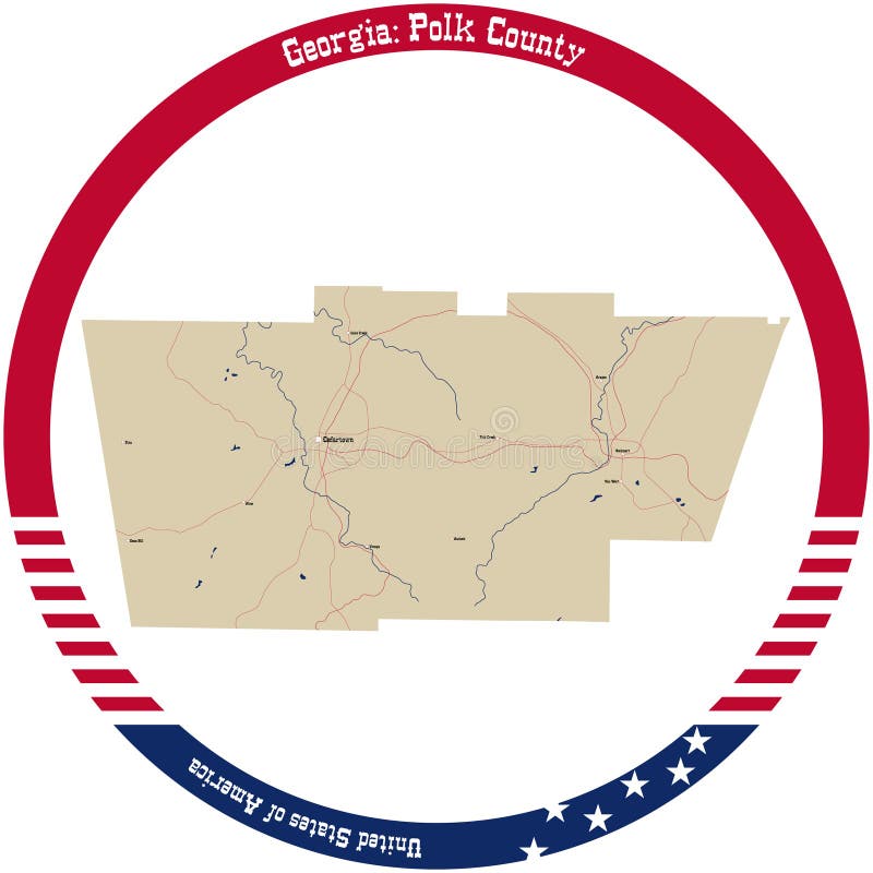 Map of Polk County in Georgia, USA Stock Vector - Illustration of ...