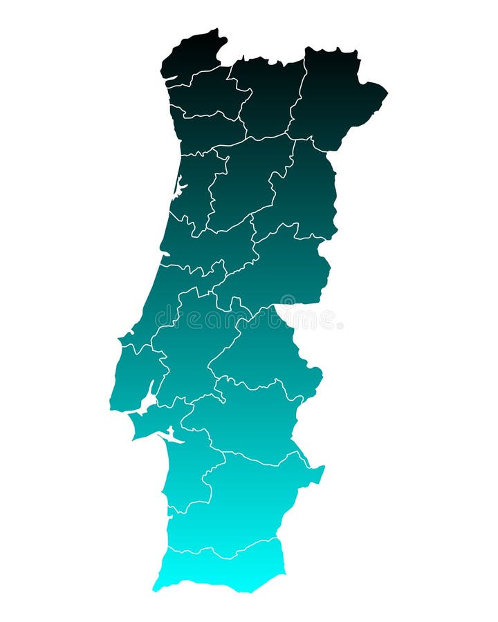 Modern Map - Portugal with Districts PT Stock Illustration ...
