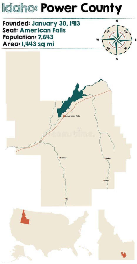 Map of Power County in Idaho Stock Vector - Illustration of freeway ...
