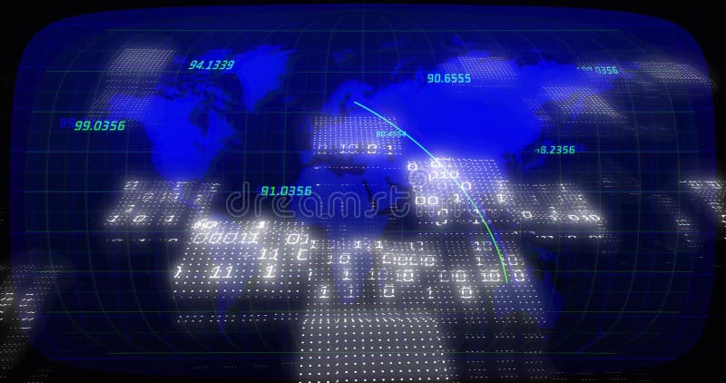 Map Projection Starting on Dark Grid Showing Data Panels Streaming Via ...