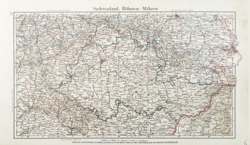 Map of Protectorate of Bohemia and Morava from 1941 Stock Photo - Image ...