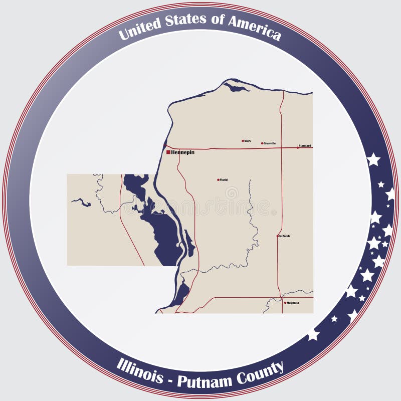 Map of Putnam County in Illinois Stock Vector - Illustration of ...