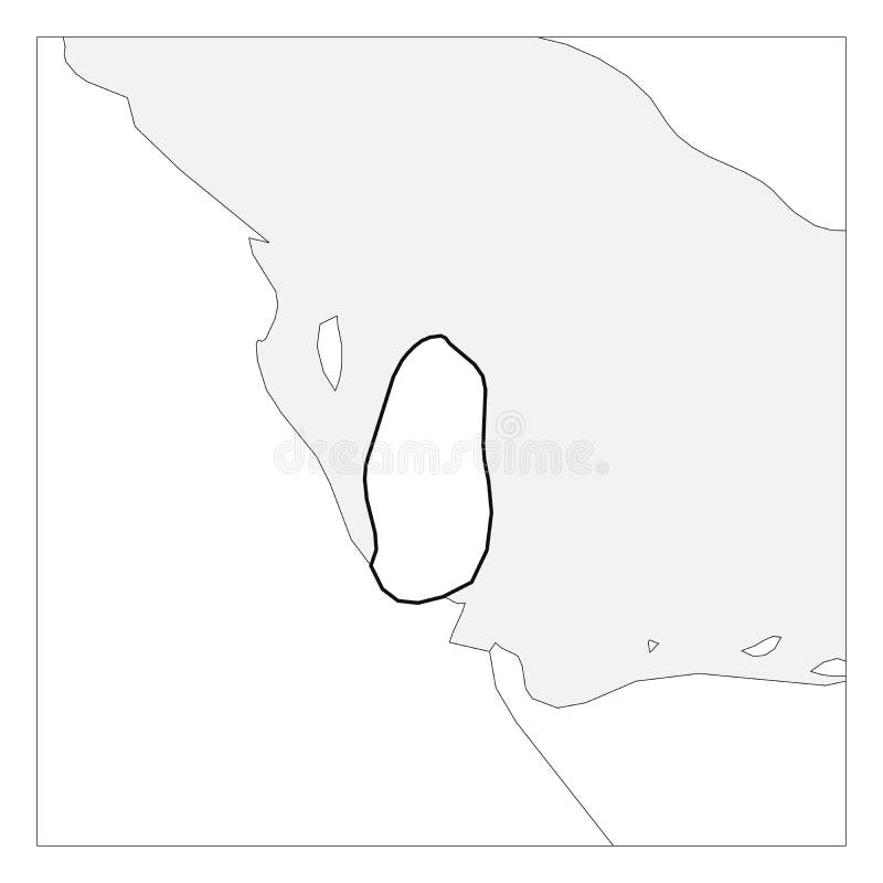 Map of Qatar Black Thick Outline Highlighted with Neighbor Countries ...