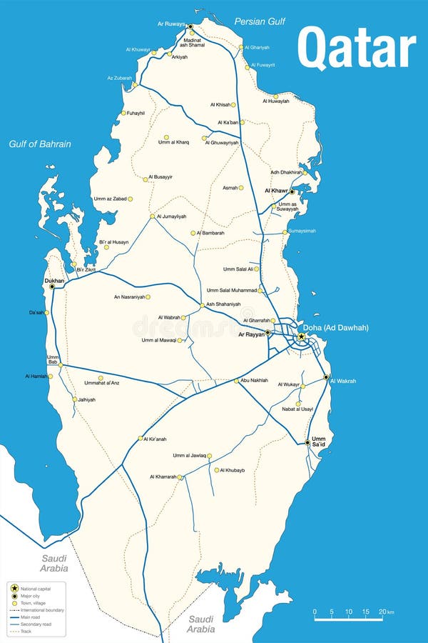 Map of Qatar with the Location of the Main Cities and Communication ...