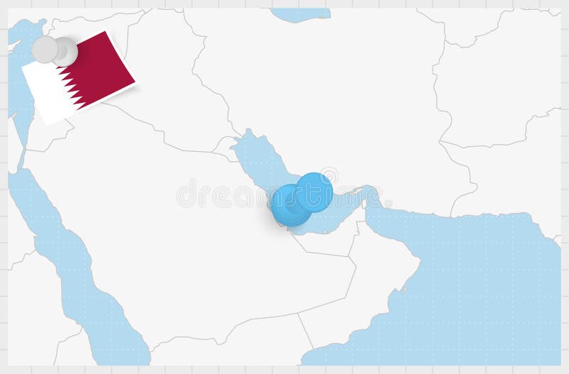 Map of Qatar with a Pinned Blue Pin. Pinned Flag of Qatar Stock Vector ...