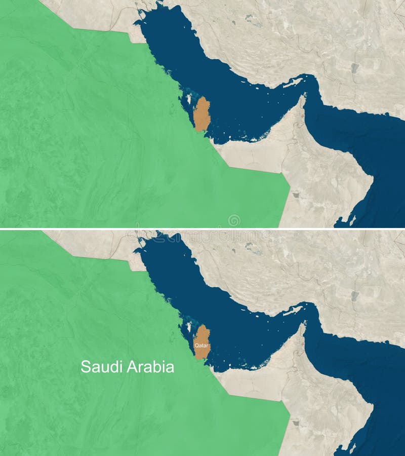 The Map of Qatar and Saudi Arabia with Text, Textless Stock ...