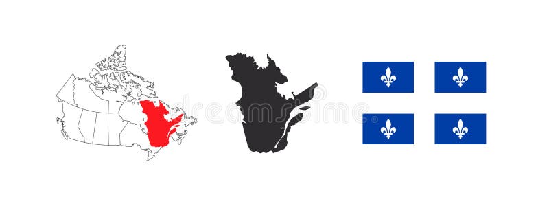 Map of Quebec. Flag of Quebec. Provinces and Territories of Canada ...