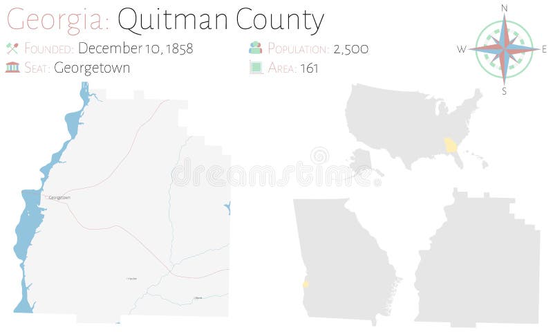 Map of Quitman County in Georgia Stock Vector - Illustration of ...
