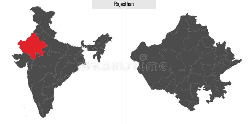 Map of Rajasthan State of India Stock Vector - Illustration of region ...