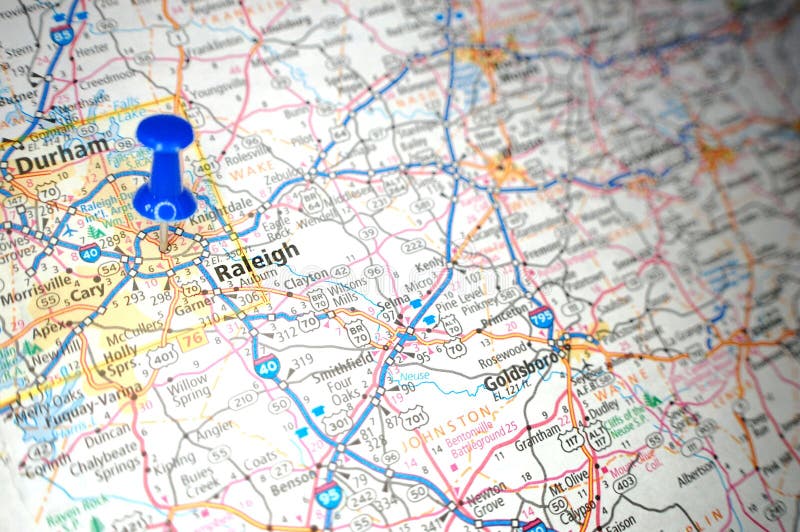 Road Map Of Raleigh North Carolina Stock Photo - Image of towns, atlas ...