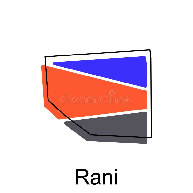 Map of Rani City Modern Outline, High Detailed Illustration Vector ...