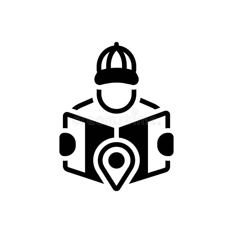 Black Solid Icon for Map Reading, Map and Travel Stock Illustration ...