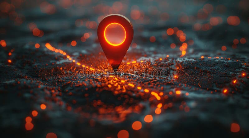 Map with Red Light stock image. Image of beacon, travel - 317209777