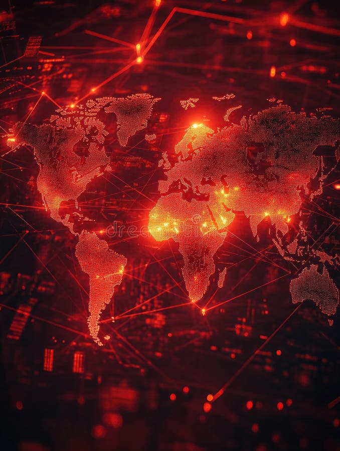 Map with Red Lights stock photo. Image of adventure - 388886068