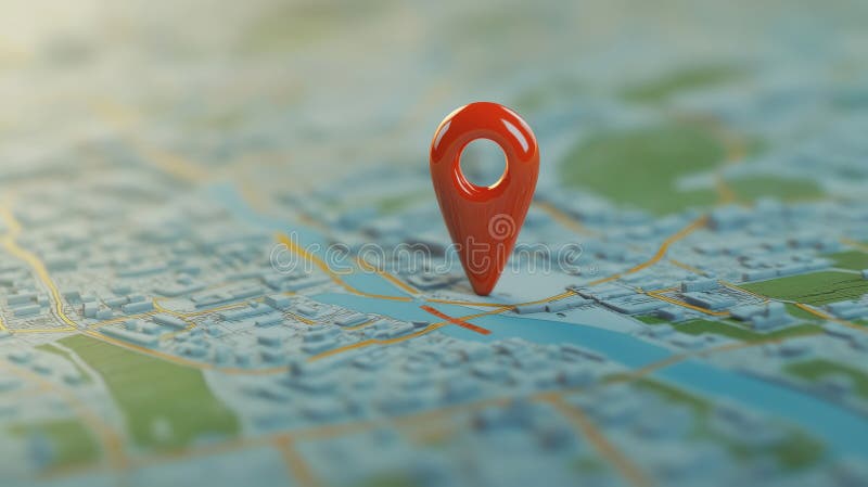 Map with Red Location Pin on Cityscape Stock Photo - Image of ...