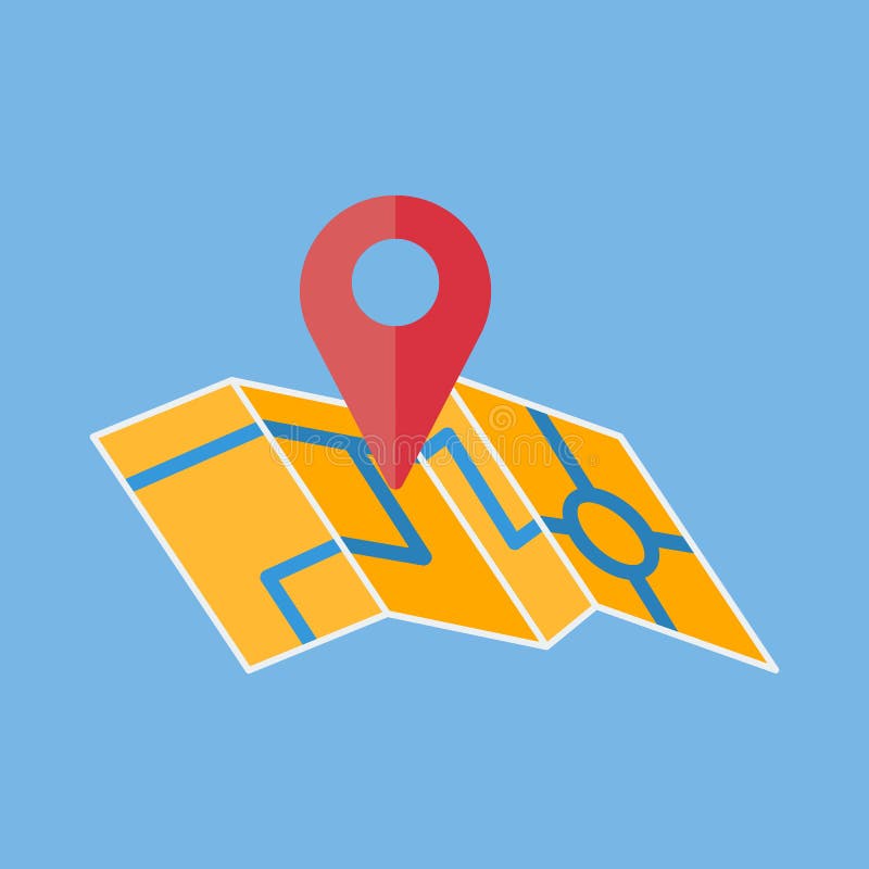 A Map With A Red Marker Location Indicator Stock Illustration